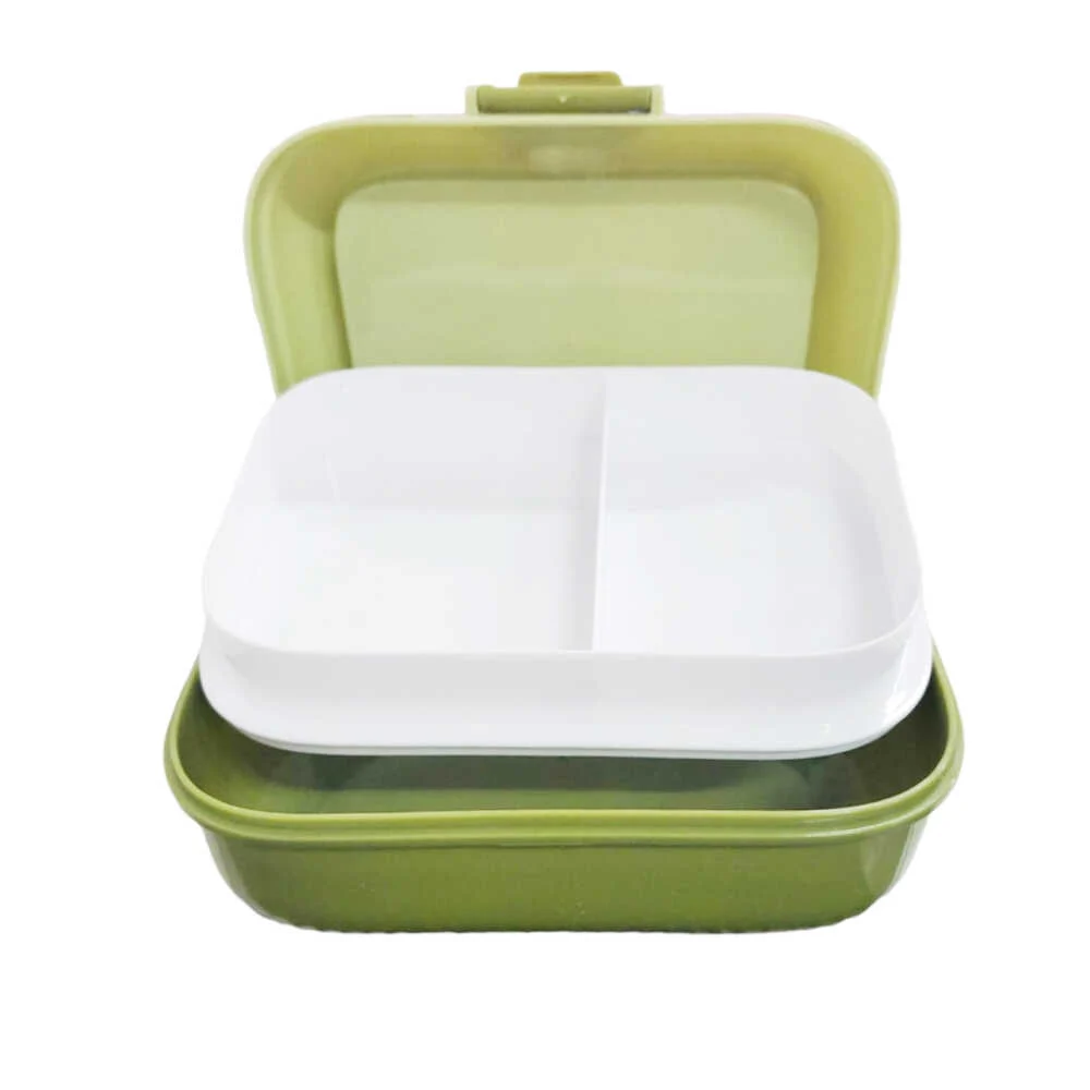 Tupper rectangular de plástico con 2 niveles, 3 compartimientos y 2 ...